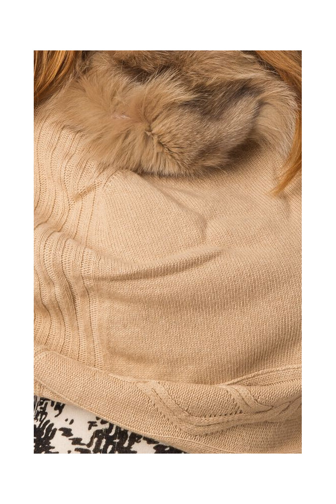 Wool hooded and fox cloak - Pellicceria Serra